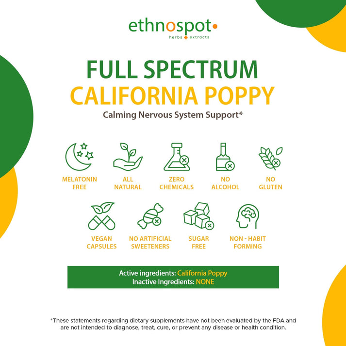 California Poppy Capsules - Relaxing Herbal Supplement – Ethnospot